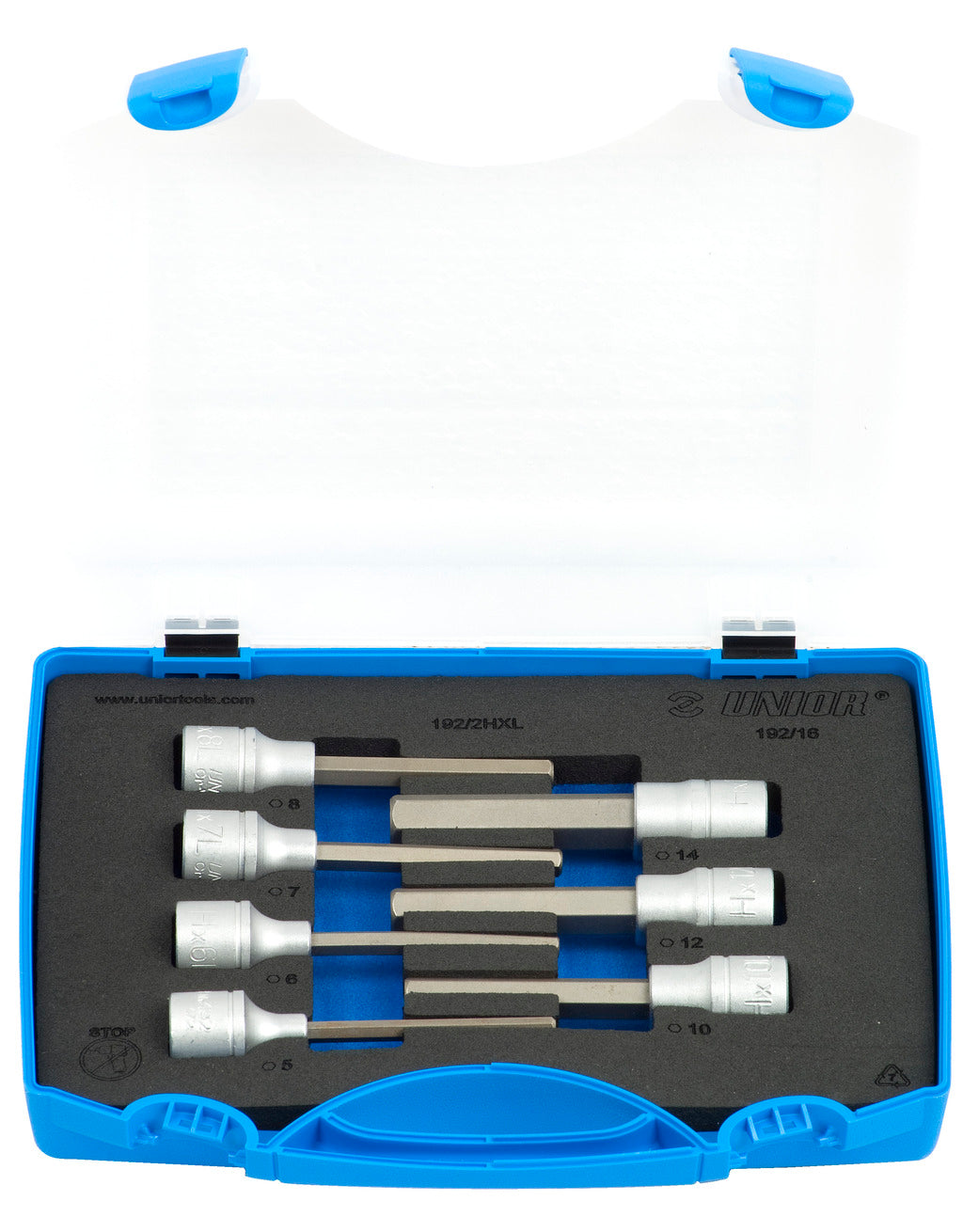 Unior Set of Long Hexagonal Screwdriver Socket 1/2" In Plastic Box, 7 ...